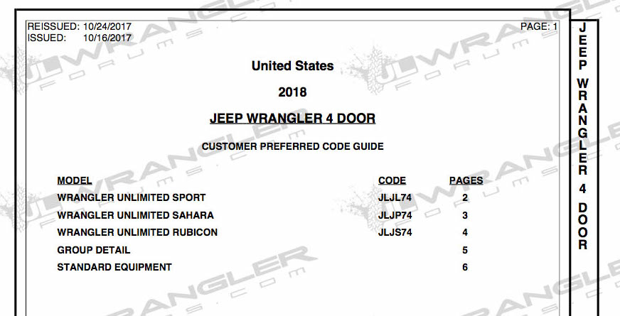 2018 jeep wrangler order guide – Jeep Wrangler (JL) News and Forum ...